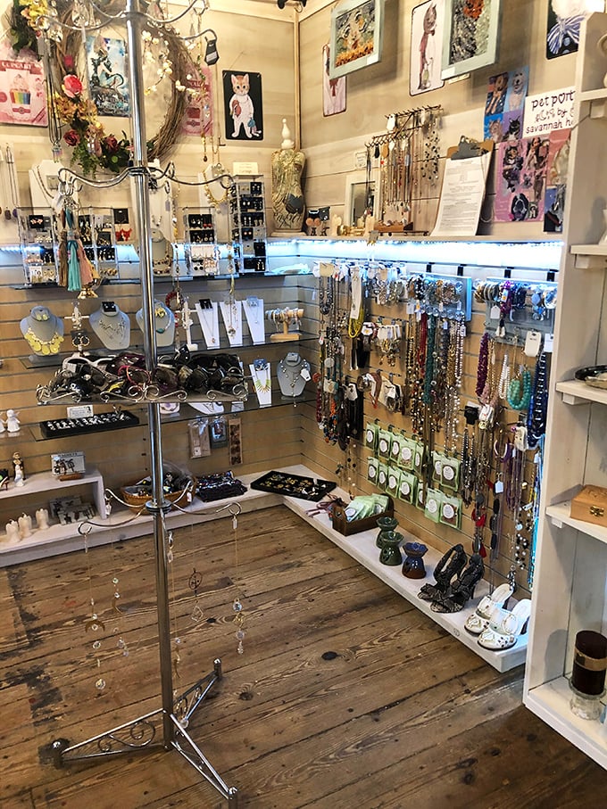 The jewelry corner sparkles with possibility. One person's forgotten accessory becomes another's "Where did you get that?" conversation starter.