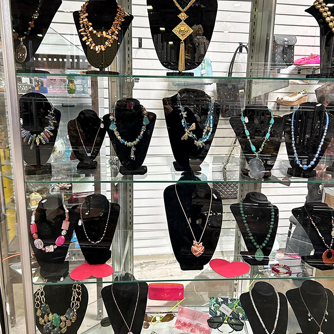 Jewelry that whispers tales of fancy galas and dinner parties past. One person's "doesn't match my outfit anymore" is another's treasure.