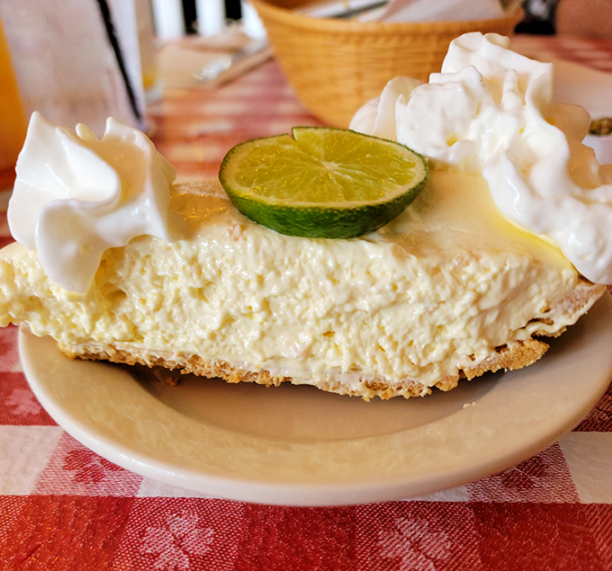 Key lime pie so authentic it should come with its own Florida citizenship papers. That perfect sweet-tart balance is what vacation dreams are made of.