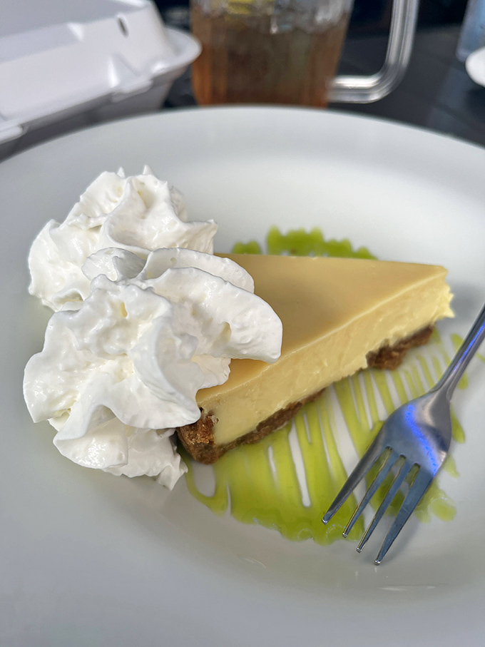 Key lime pie that strikes the perfect balance between sweet and tart – Florida sunshine transformed into a dessert that demands a moment of silence.