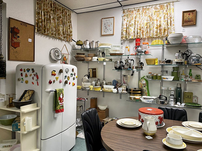 Kitchen nostalgia central—where that white refrigerator with fruit magnets triggers more emotional responses than most modern art.