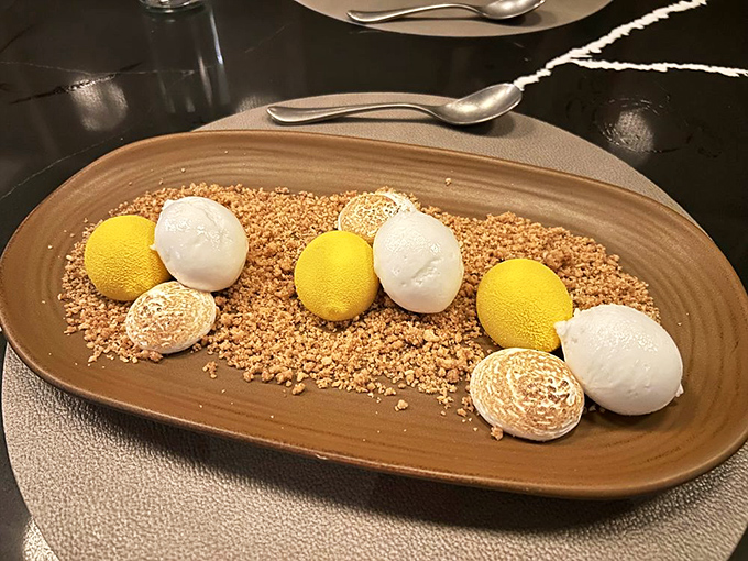 Lemon meringue dessert that looks like edible sunshine, complete with artistic flourishes that Instagram dreams are made of.