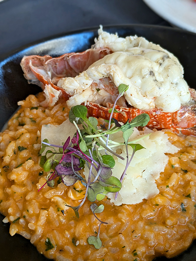 The legendary lobster risotto in its full glory &ndash; where creamy rice meets sweet Maine lobster in a romance that belongs in a culinary romance novel.