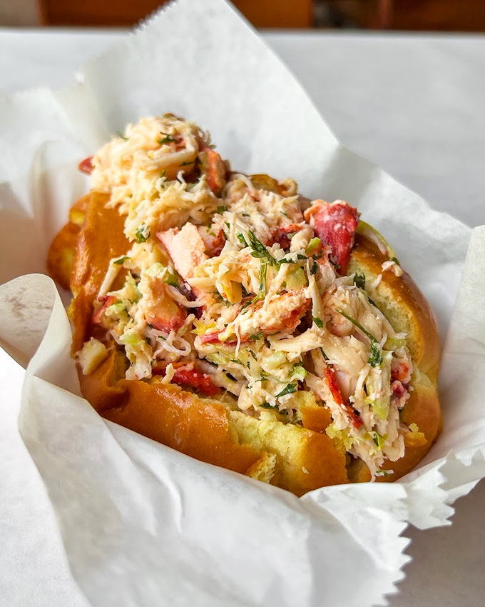 A lobster roll that doesn't skimp on the good stuff&mdash;chunks of sweet meat nestled in a buttery vessel. New England, take notes.