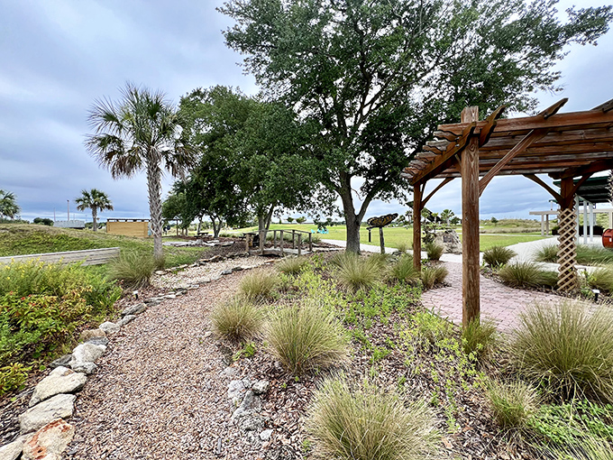 Native Florida landscaping creates a peaceful oasis at the Marine Discovery Center. These winding paths lead visitors through a showcase of sustainable coastal gardening.
