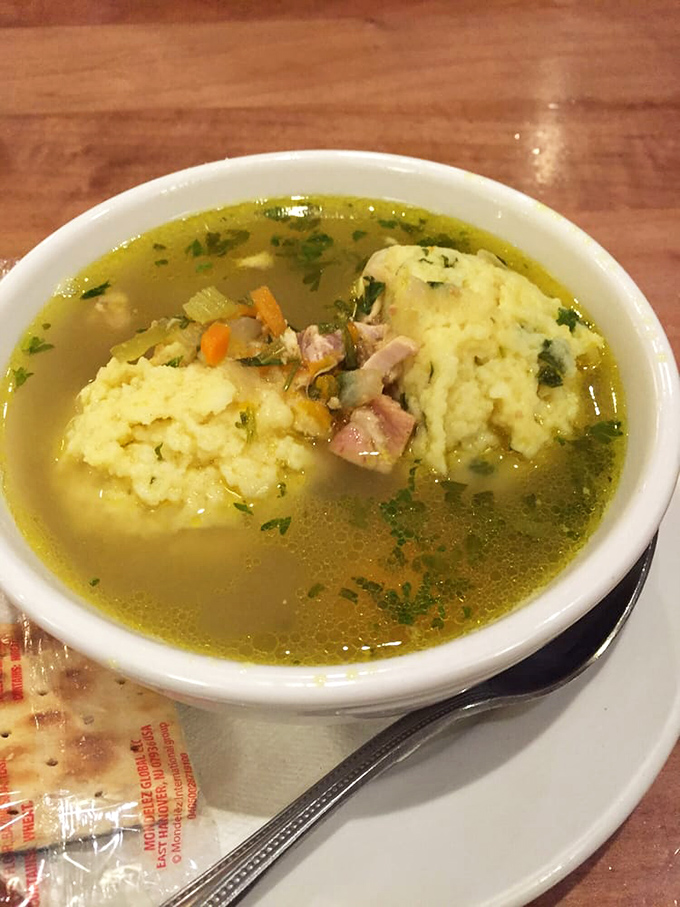 Matzo ball soup that could heal whatever ails you. Those fluffy dumplings floating in golden broth are like edible clouds of comfort.