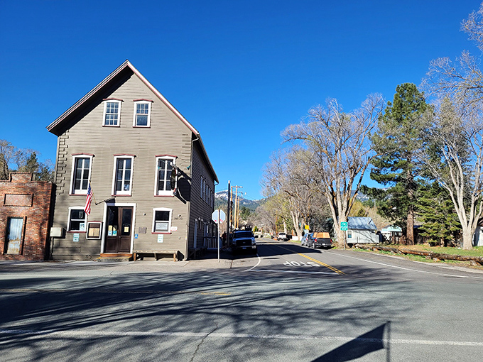 The historic Alpine County Courthouse stands sentinel over Markleeville, a reminder that even mountain towns need a little order.