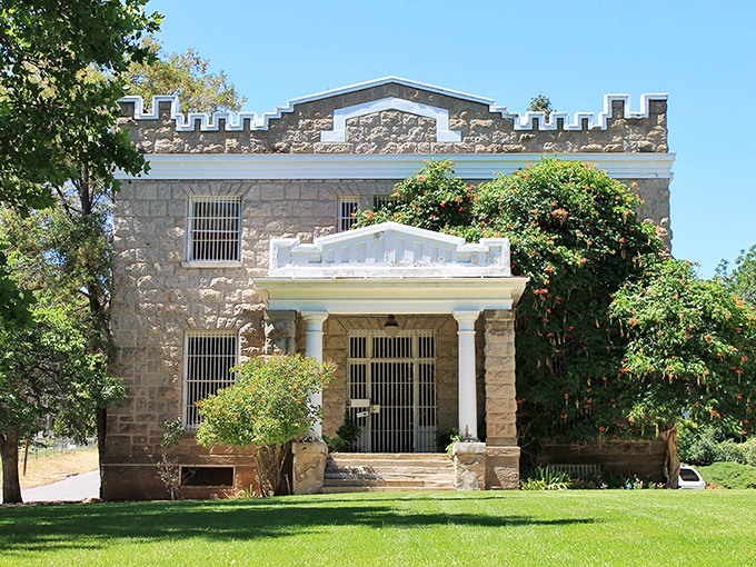 This historic stone building whispers tales of the Old West, standing as proudly as your retirement portfolio should after escaping Bay Area housing costs.