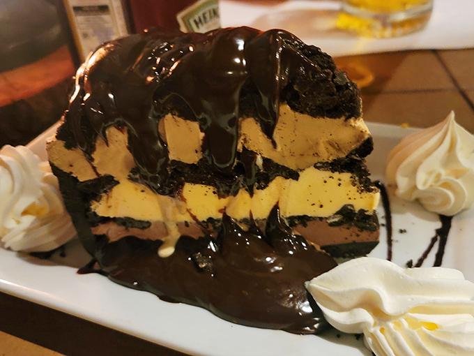 Dessert that makes you reconsider saving room &ndash; layers of chocolate and cream that render conversation temporarily impossible.