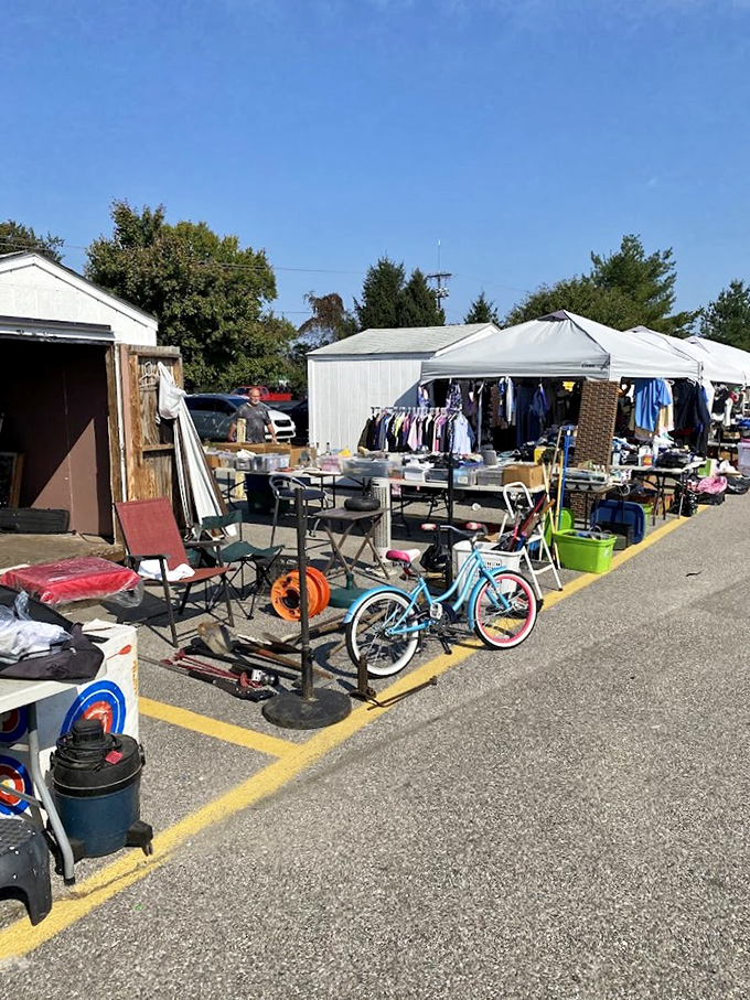 Weekend warriors set up shop under Maryland's blue skies. That turquoise bicycle might just be your next neighborhood cruiser.