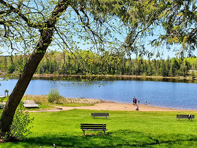 Interfalls Lake beach offers a perfect summer escape. The tea-colored water isn't making a fashion statement&mdash;it's just showing off its natural tannins.