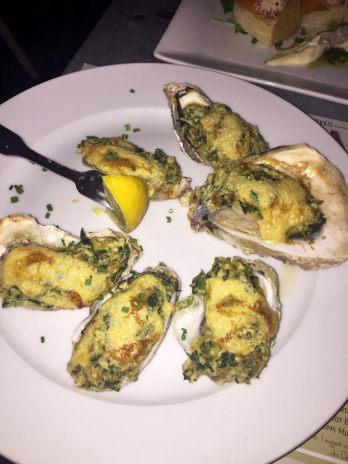 Oysters Rockefeller—where briny bivalves meet buttery, herby goodness. Neptune himself would approve of this decadent transformation.