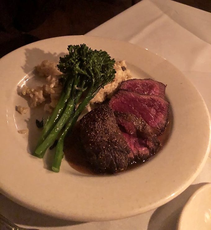 Fine dining meets frontier spirit with this beautifully plated elk, proving that sophistication and rustic charm aren't mutually exclusive.