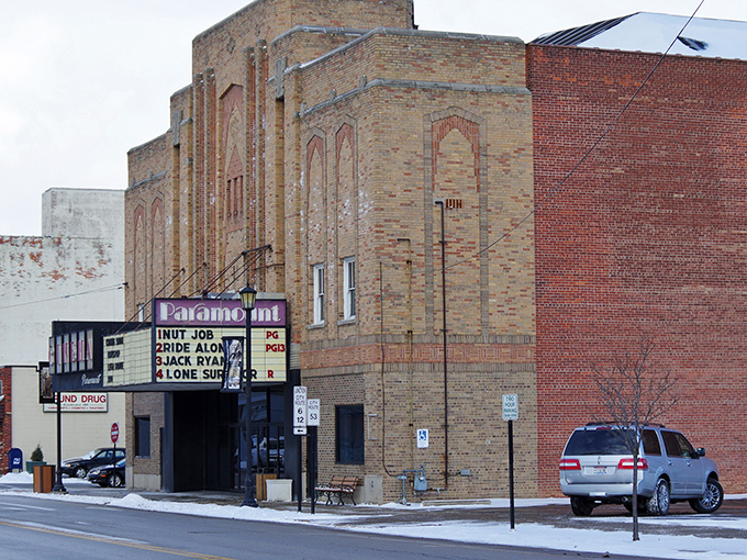 The Paramount Cinema's vintage marquee promises entertainment the old-fashioned way, a nostalgic reminder of when going to the movies was an event.