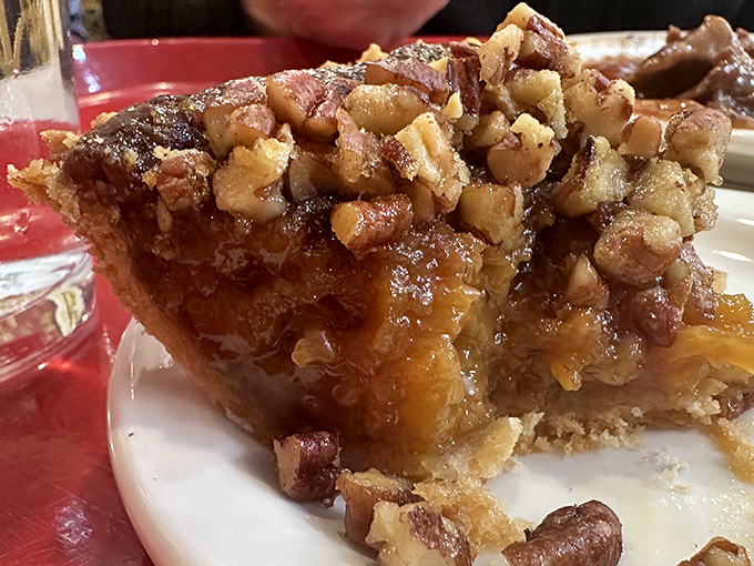 Pecan pie that doesn't mess around &ndash; a sweet, gooey center crowned with nuts that have clearly been arranged by someone who cares about your happiness.