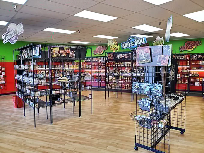Vibrant walls frame shelves of flavor at this specialty food shop, where your taste buds can travel without your wallet needing a passport.