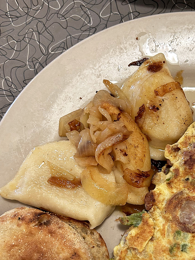 Pierogies that look like little pillows of happiness, ready to comfort your soul one delicious bite at a time.