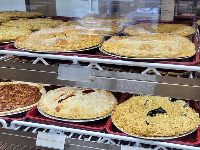 Golden-crusted pies lined up like contestants in a beauty pageant. Each one deserves a crown, but only your fork can decide the winner.