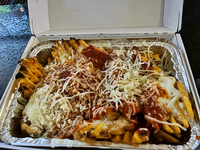 Pizza fries: where two comfort food favorites collide in cheesy, saucy harmony. Diet plans come here to die happy and without regrets.