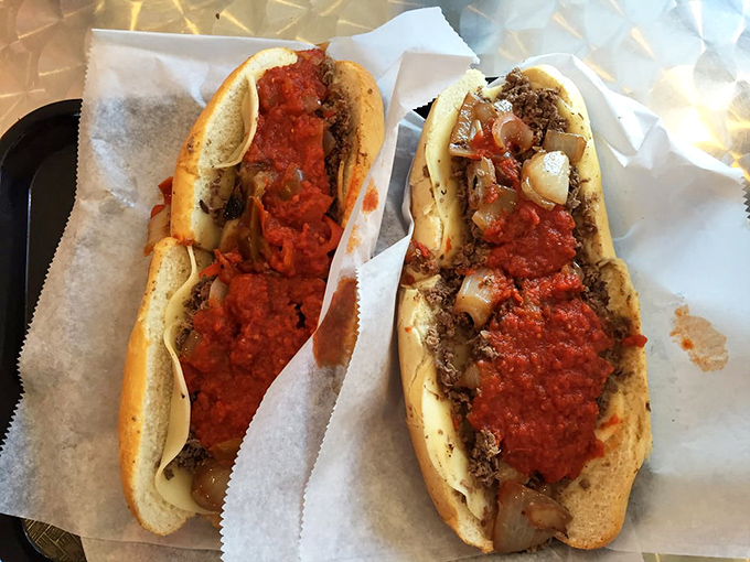 Pizza steaks: where Philadelphia's two greatest food contributions have a delicious love child. The marinara adds a tangy twist to the classic.