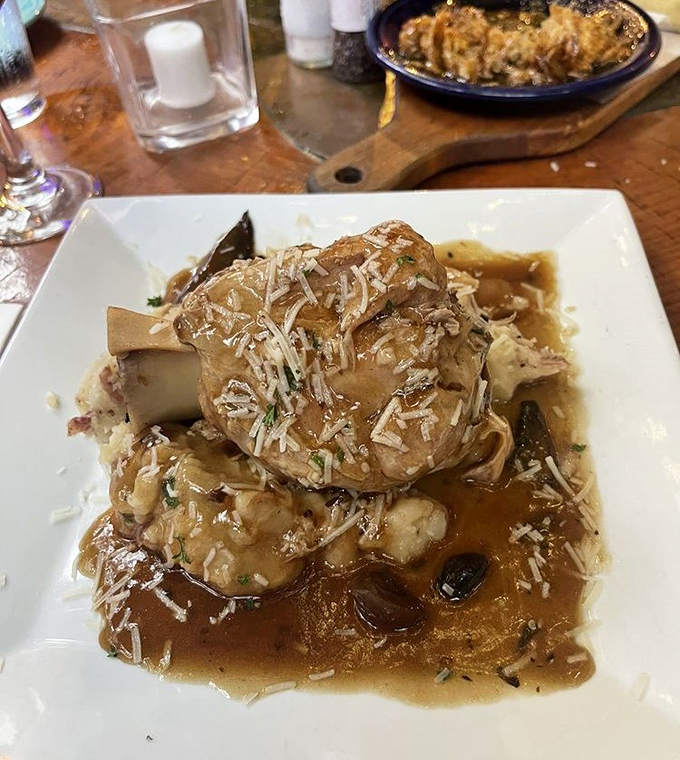 Pork Osso Buco that falls apart with the gentleness of a love letter, rich and satisfying.