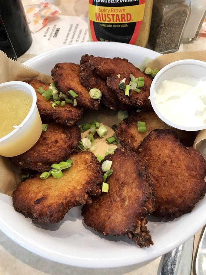 Latkes that crackle with each bite, topped with fresh scallions. The applesauce versus sour cream debate continues at tables everywhere.