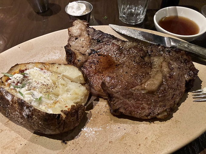 This prime rib isn't just dinner—it's an event. The kind of meal that makes conversation stop mid-sentence while everyone has a moment of respectful silence.