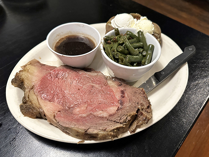 Prime rib carved thick and served with all the fixings for a truly memorable dining experience.