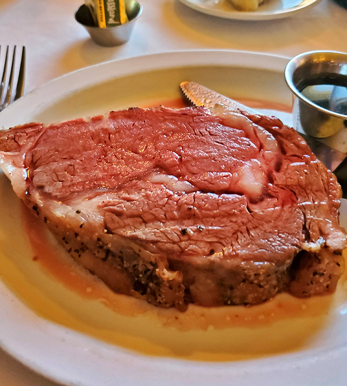 Prime rib so perfectly prepared it makes vegetarians question their life choices. That rosy center and savory jus are what carnivore dreams are made of.