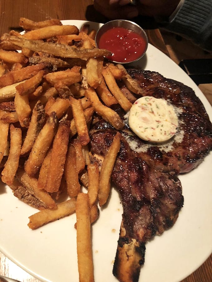 A steak that's dressed for success with golden fries standing at attention – this is Delaware's version of a power lunch.