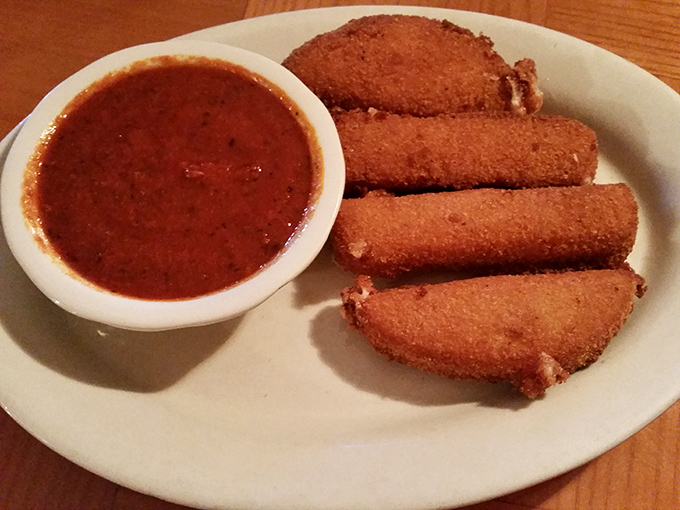 Golden provolone sticks that arrive at your table like edible gold bars, only much more valuable.