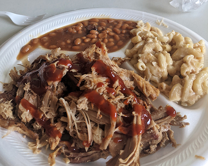 Pulled pork that's had a proper introduction to sauce&mdash;not drowning in it, just enough for a handshake that turns into a warm embrace.