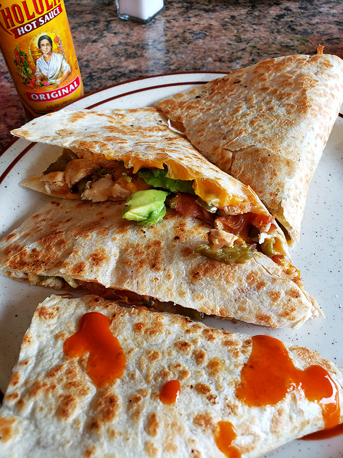 The breakfast burrito's sophisticated cousin has arrived. This quesadilla brings together all food groups in one handheld masterpiece of morning ingenuity.