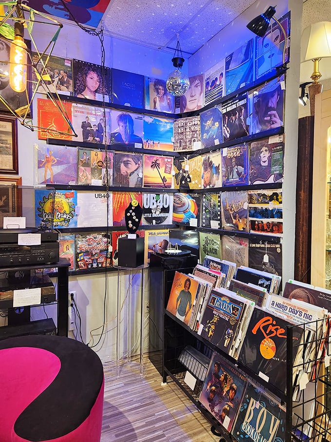 Vinyl heaven for music lovers! From UB40 to classic rock, this corner holds more musical history than my first three apartments combined. 