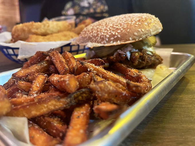 Sweet potato fries and a chicken sandwich that could make a vegetarian question their life choices. The Red Ranger doesn't mess around.