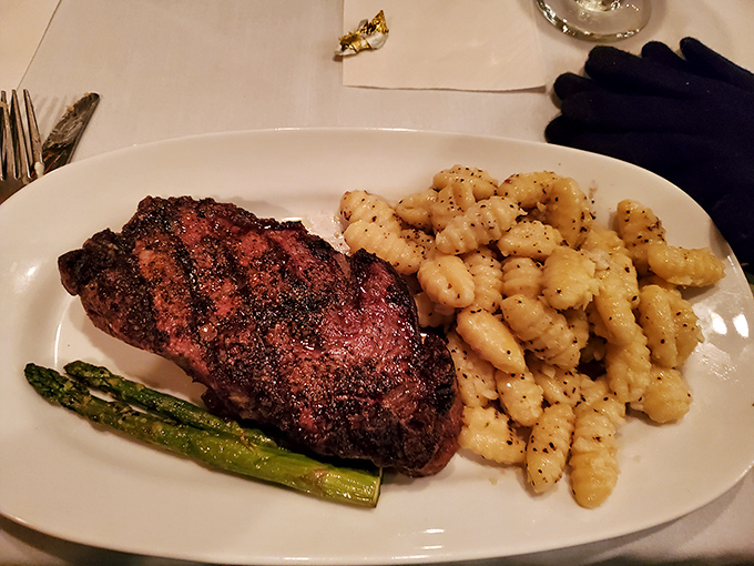 This ribeye with gnocchi and asparagus isn't just a meal; it's a declaration that prison food stereotypes have been officially overturned.