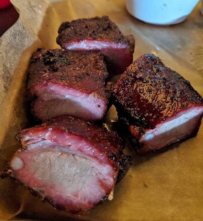 These rib tips showcase that magical bark-to-meat ratio that barbecue dreams are made of&mdash;each bite a textural adventure between crispy exterior and tender interior.