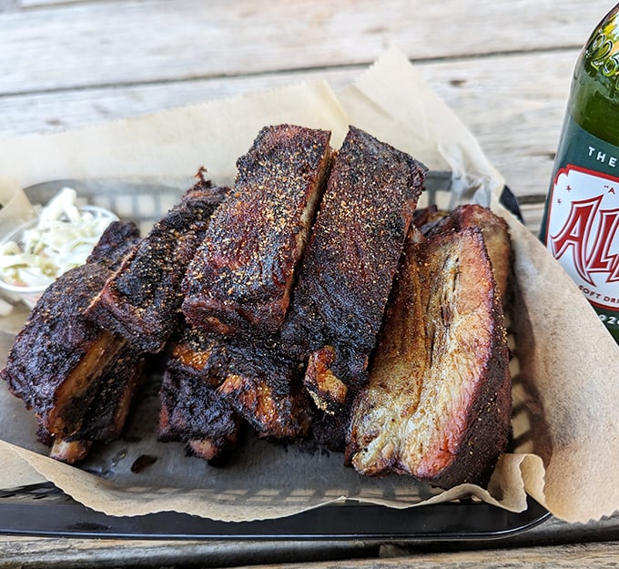 Ribs with bark so perfect, they deserve their own museum exhibit. That smoke ring isn't just for show&mdash;it's a flavor timeline of patience.