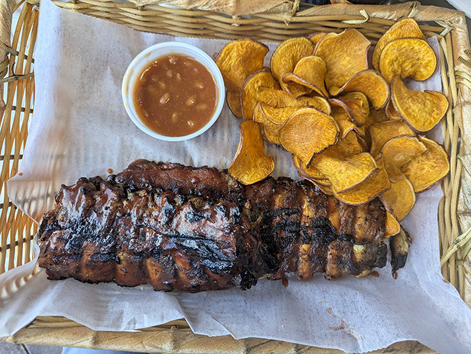 These ribs fall off the bone like they're auditioning for a barbecue commercial, with chips for good measure.