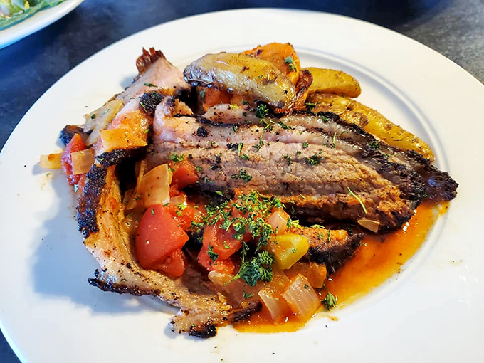 When roast beef reaches this level of perfection, you understand why people plan their weekends around dinner reservations.