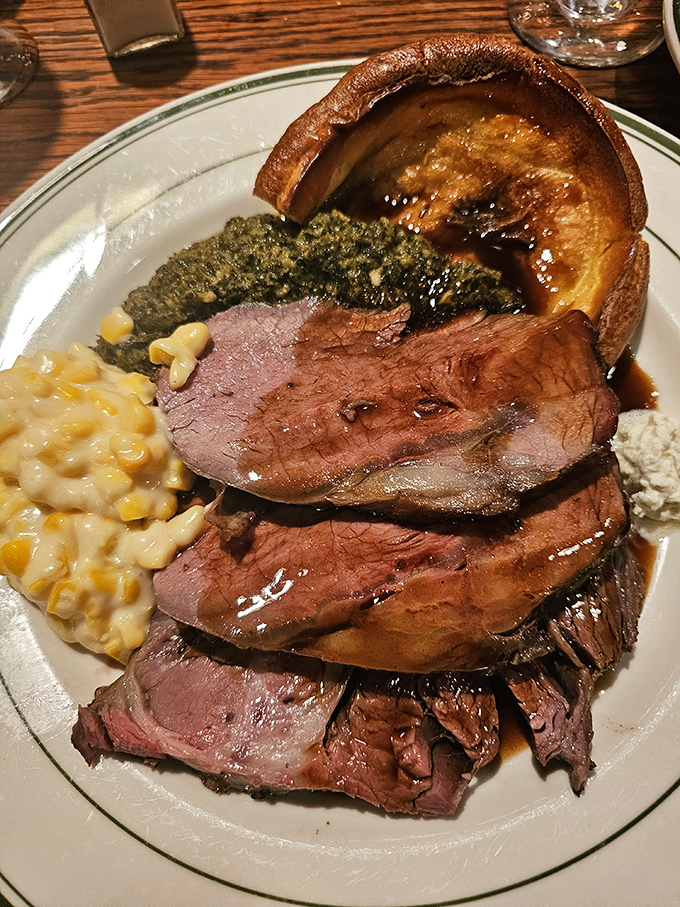 Sunday roast meets California luxury in this plate of prime rib, creamed spinach, and Yorkshire pudding&mdash;comfort food that's dressed for the opera. 