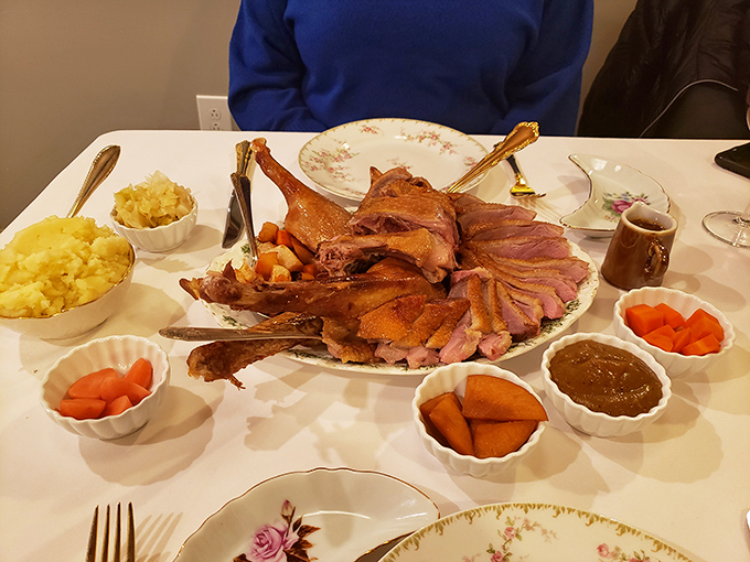 Thanksgiving has nothing on this magnificent roast turkey spread. The perfectly bronzed bird, surrounded by seasonal sides, transforms Tuesday dinner into a celebration worthy of fine china.