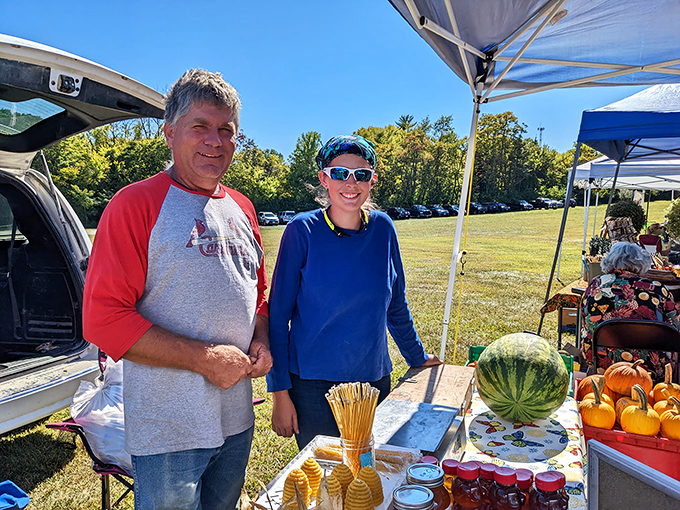 At the farmers market, local produce doesn't require a second mortgage. These watermelons have shorter commutes than most St. Louisans!