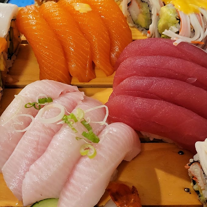 Fresh sashimi arranged with the precision of a jeweler &ndash; each slice promising ocean-fresh flavor without a passport requirement.