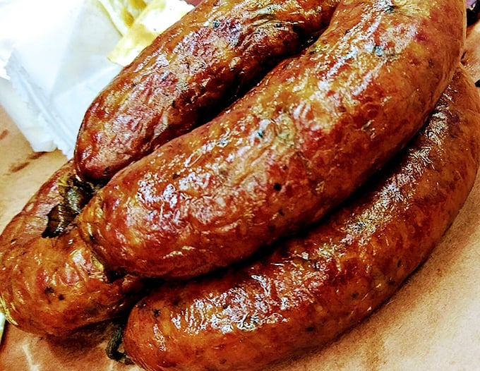 Perfectly smoked sausage links with that satisfying snap that makes barbecue purists weep with joy.
