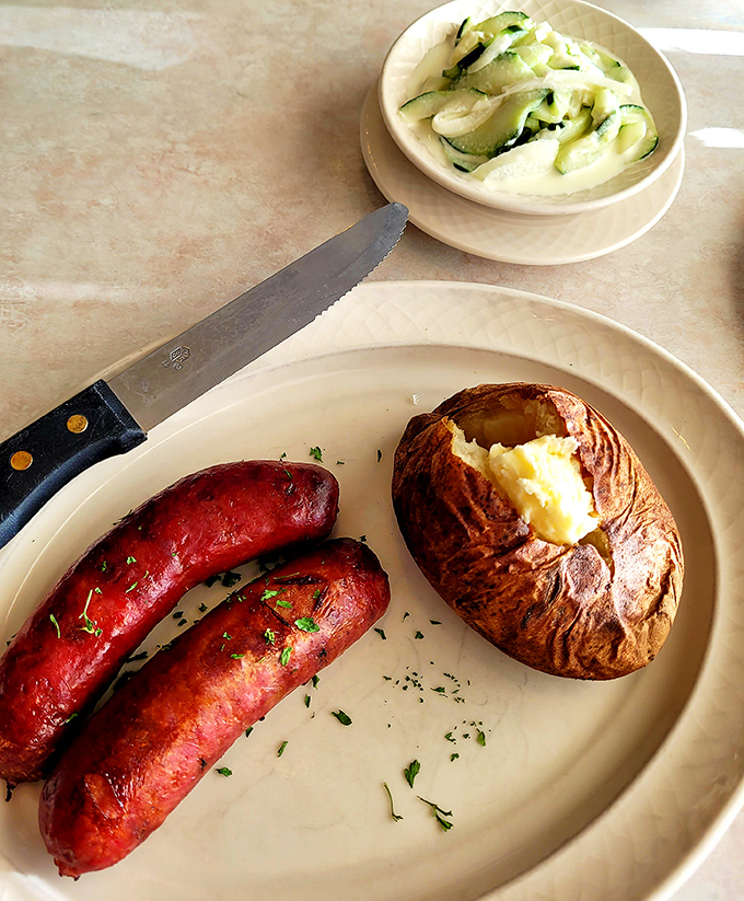 These sausages aren't just cooked; they're celebrated &ndash; plump, juicy links that would make any breakfast enthusiast weak at the knees.