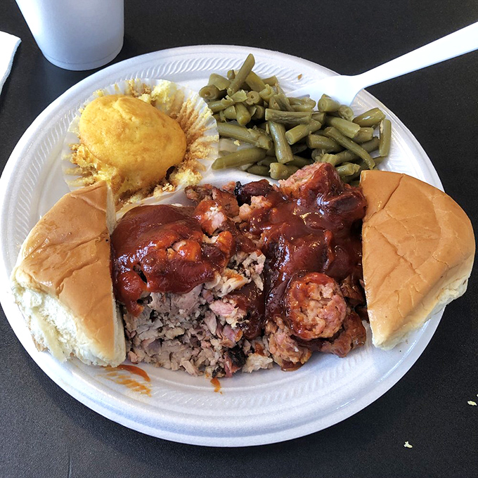 This isn't just a sandwich&mdash;it's a carefully constructed monument to smoke, spice, and everything nice in the barbecue universe.