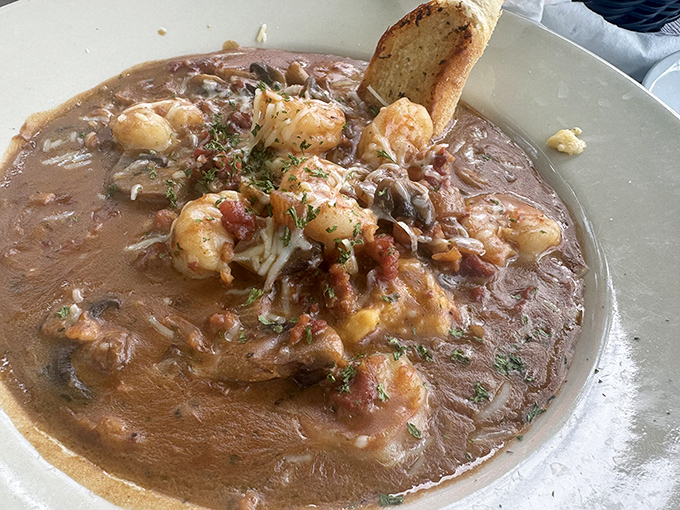 A bowl of Southern comfort that would make your grandmother both proud and jealous. Those shrimp are practically swimming in flavor.