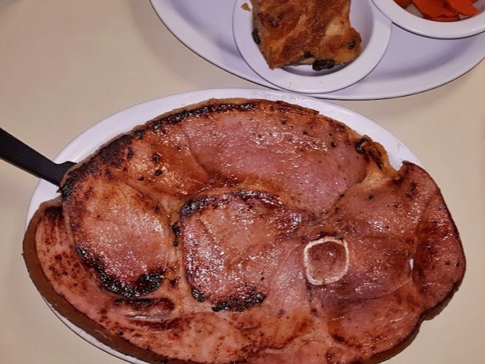 This ham steak has clearly been introduced to heat with proper respect and admiration. The result? Pork perfection.
