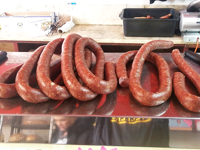 Coiled like a meaty masterpiece, this freshly-made kielbasa is about to make your standard grocery store sausage seem like a sad, distant memory.